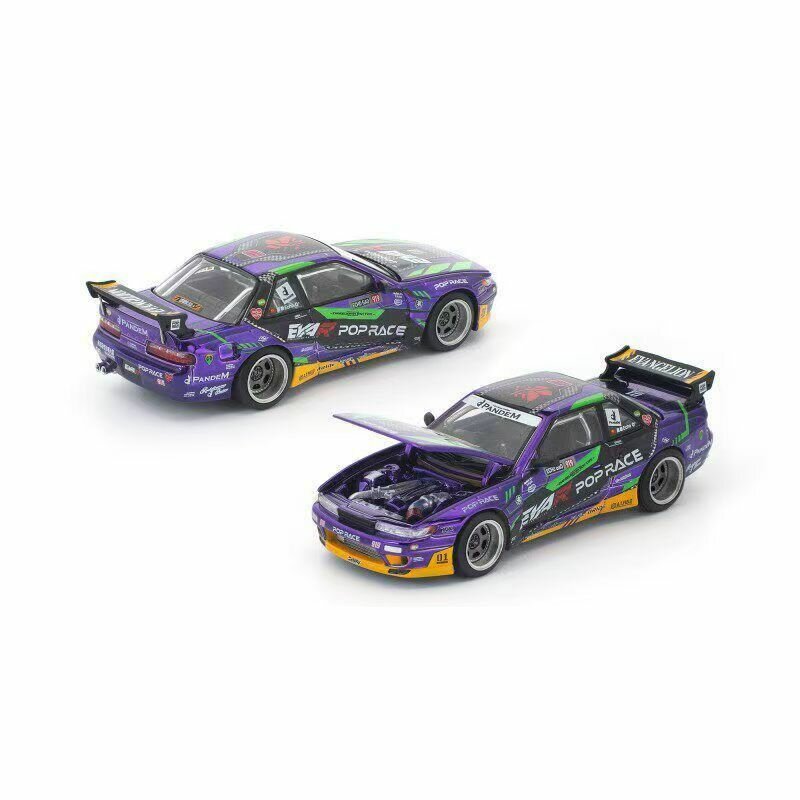 (No Packaging.) Машинка Pop Race 1:64 Nissan S13 EVA01 Pandem Diecast Metal Car Model Collection Gift