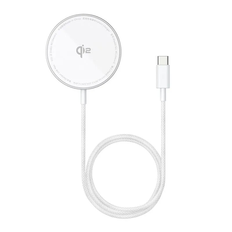 Магнитное беспроводное зарядное устройство Baseus Simple Mini4 Air Magnetic Wireless Charger Qi2 15W Frost Silver MagSafe технология идеален для iPh, бело-серебристое