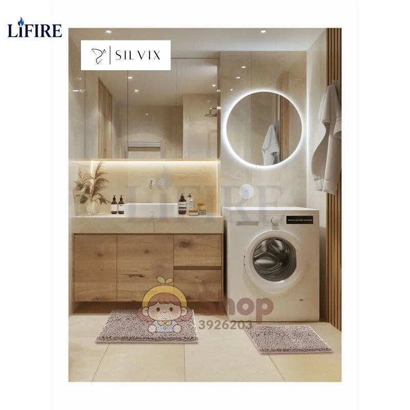 Набор ковриков SILVIX для ванной комнаты и туалета, 3 шт, 50x50, 80x50, 60x40, Премиальный шеннилл, противоскользящий, ультра-впитывающий, Абрикос — фото 1