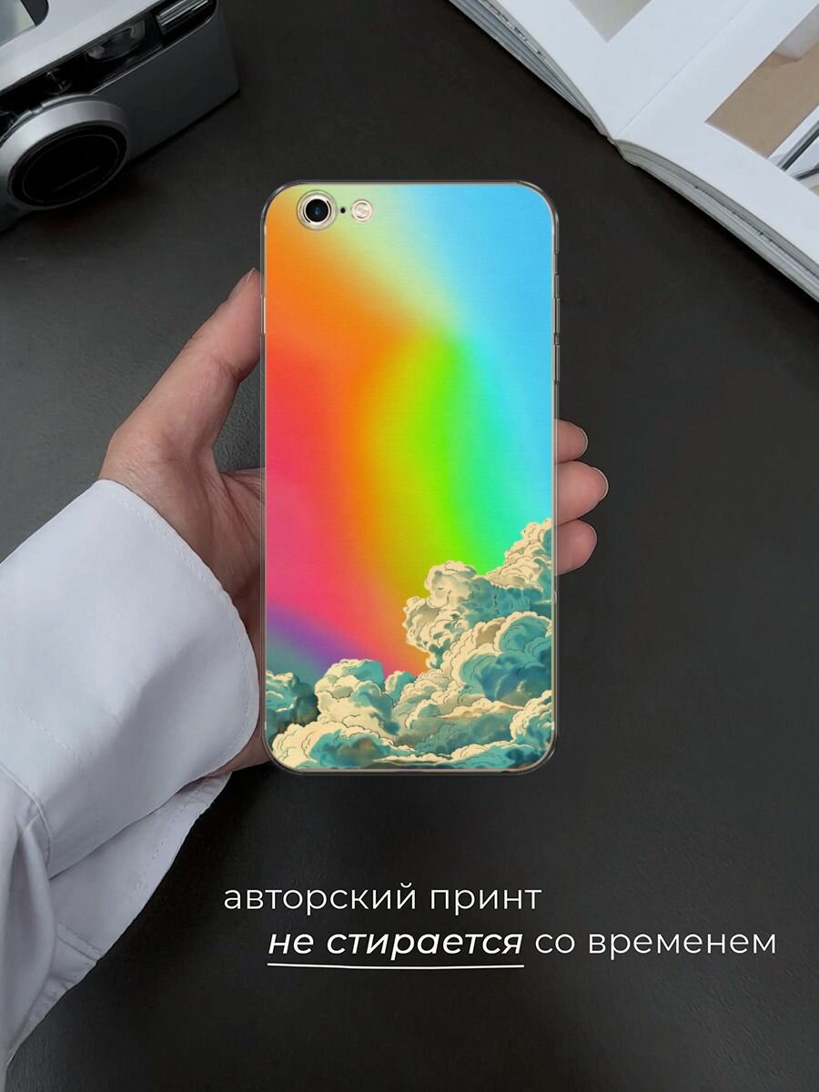Чехол на Apple iPhone 6 Plus/6S Plus / Айфон 6 Плюс/Айфон 6С Плюс с принтом Ночное небо и облака, прозрачный — фото 1