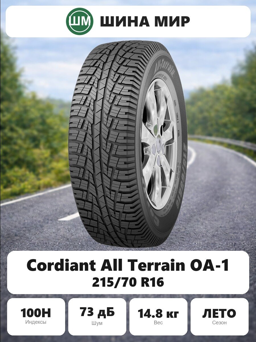 Шина Cordiant All Terrain OA-1 215/70 R16 100H Летняя Нешипованная