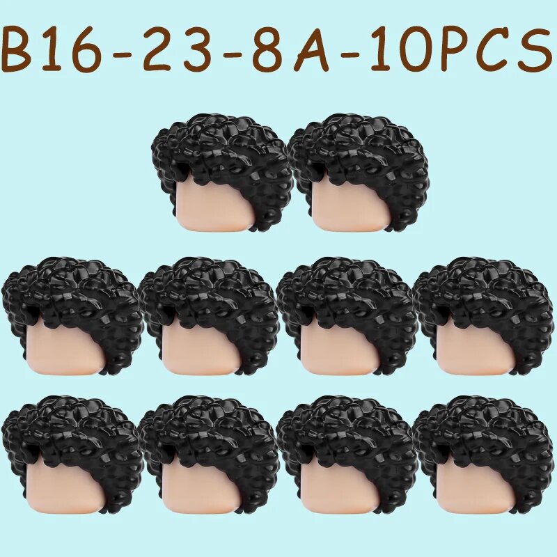 Фигурки для строительных блоков, волосы черные B16-23-8A-10PCS
