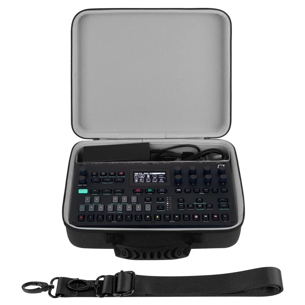 GEEKRIA Audio Interface Carrying Case, совместимый с Elektron Tonverk, EVA-кожаная сумка для путешествий (темно-серый)