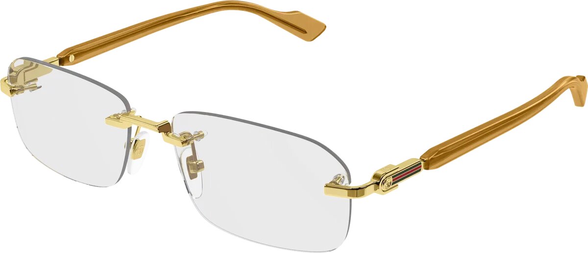 Оправа Gucci GG1221O 006, тип оправы безободковая, материал оправы металл, пол мужские, форма оправы прямоугольная