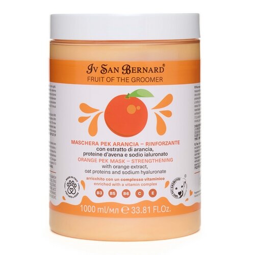 Iv San Bernard Fruit of the Groomer Orange Strengthening Mask / Маска Ив Сан Бернард для Слабой Выпадающей шерсти с Силиконом Восстанавливающая фас. 1 л