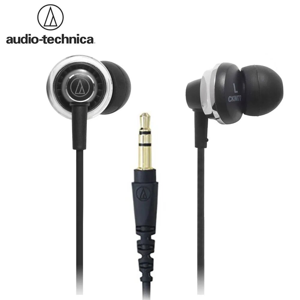 Audio-Technica Наушники беспроводные с микрофоном Audio-Technica ATH-CKM77, 3.5 мм, серебристый, черный матовый