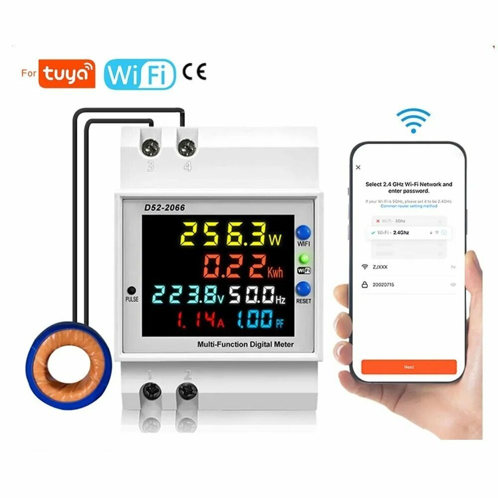 Для Tuya Smart WiFi Цифровой Дисплей Счетчика Электроэнергии Многофункциональная DIN рейка
