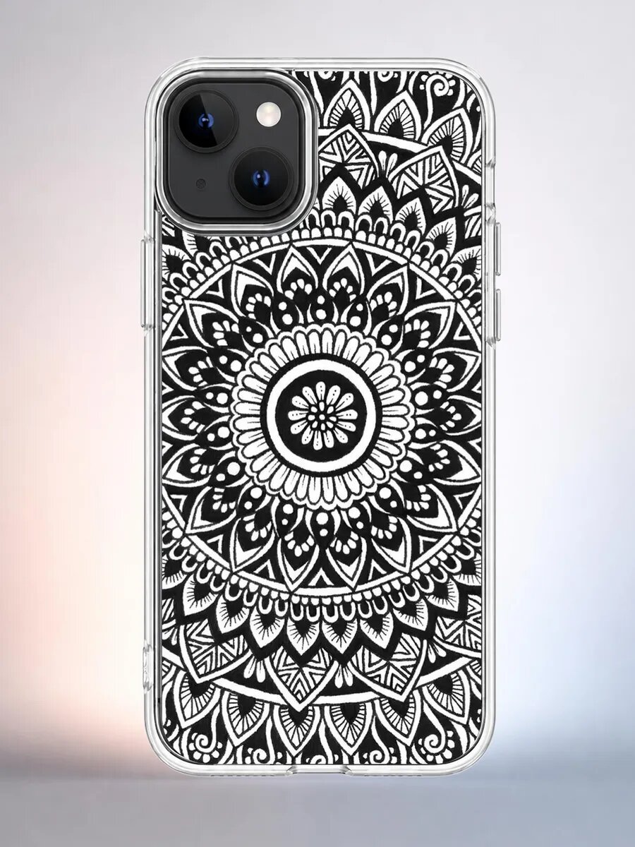 Чехол iPhone 14 мандала силиконовый прозрачный