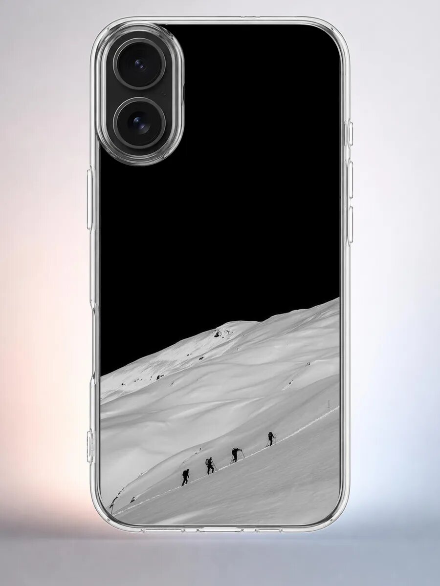 Чехол iPhone 16 горы альпинисты силиконовый прозрачный