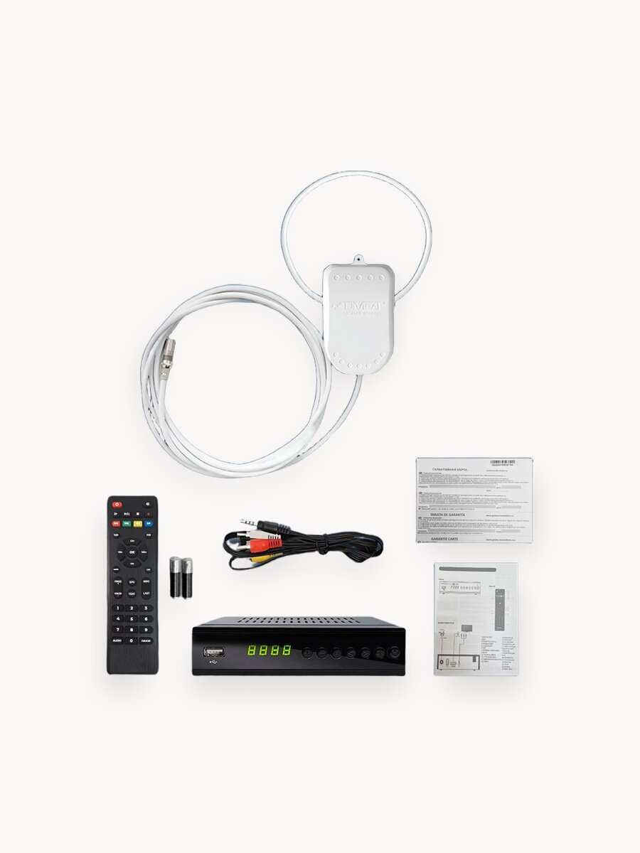 Антенна для цифрового тв комнатная 5в. 5м. + приставка для телевизора