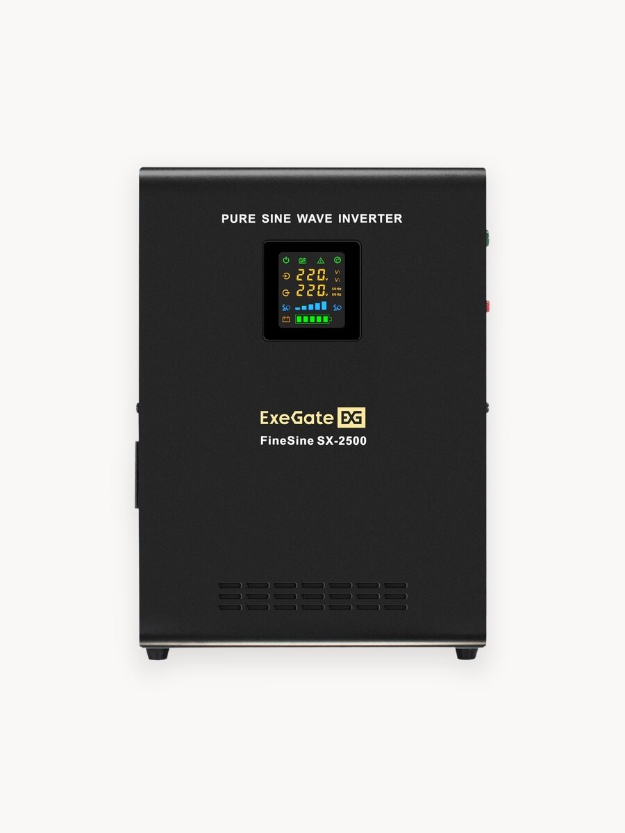 ИБП ExeGate "FineSine", инвертор для котла EX296002RUS, 2500ВА, LCD-дисплей, черный
