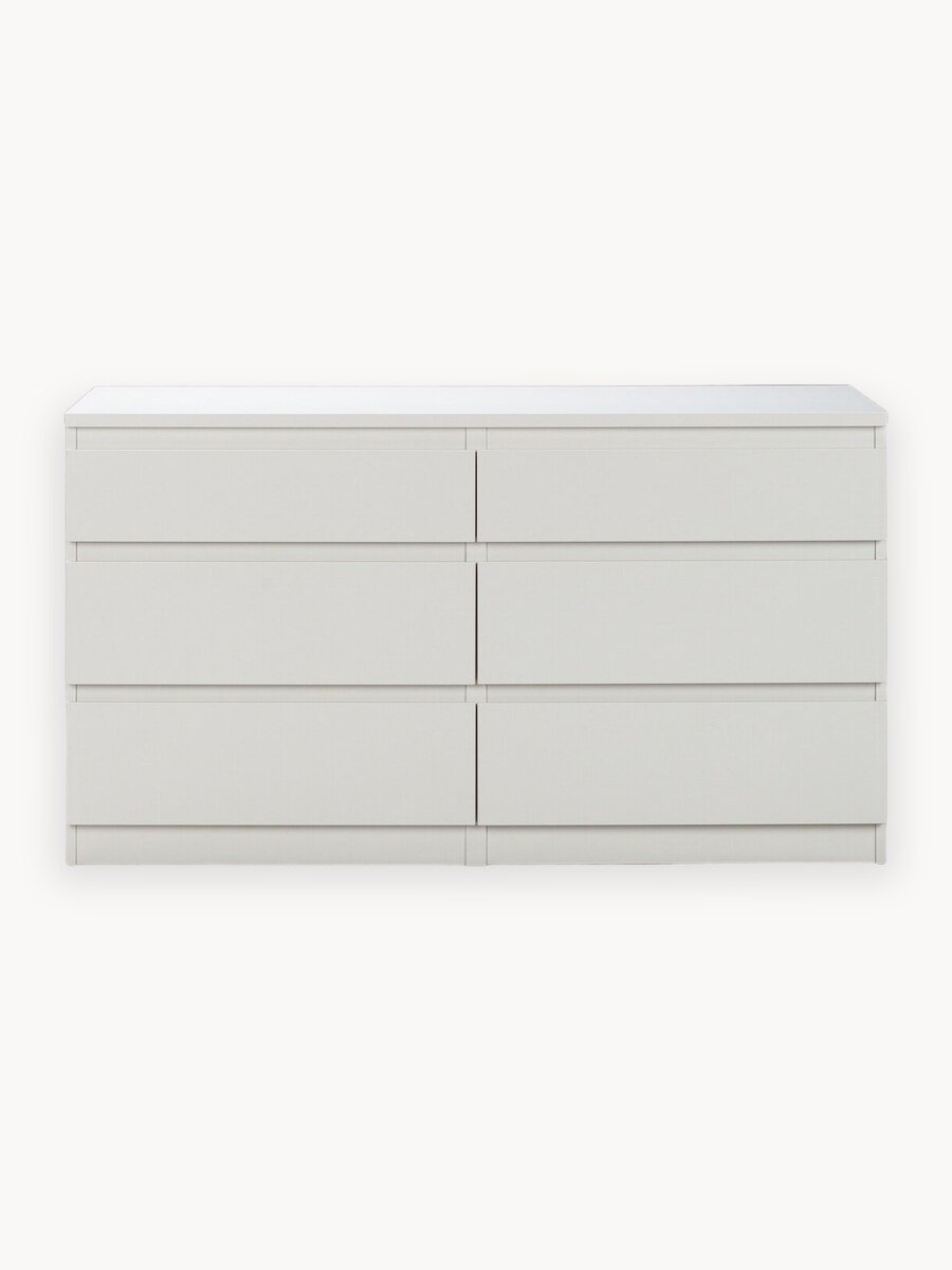 Комод для одежды белый большой с ящиками, 130 х 40 х 71 см, Гуд Лакк, Кастор