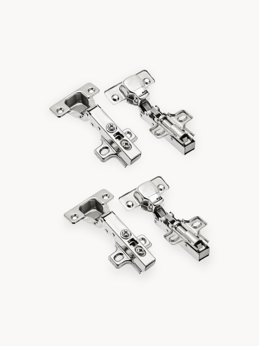 Петля мебельная накладная с доводчиком Clip-On, комплект 4 шт. , серебристый цвет