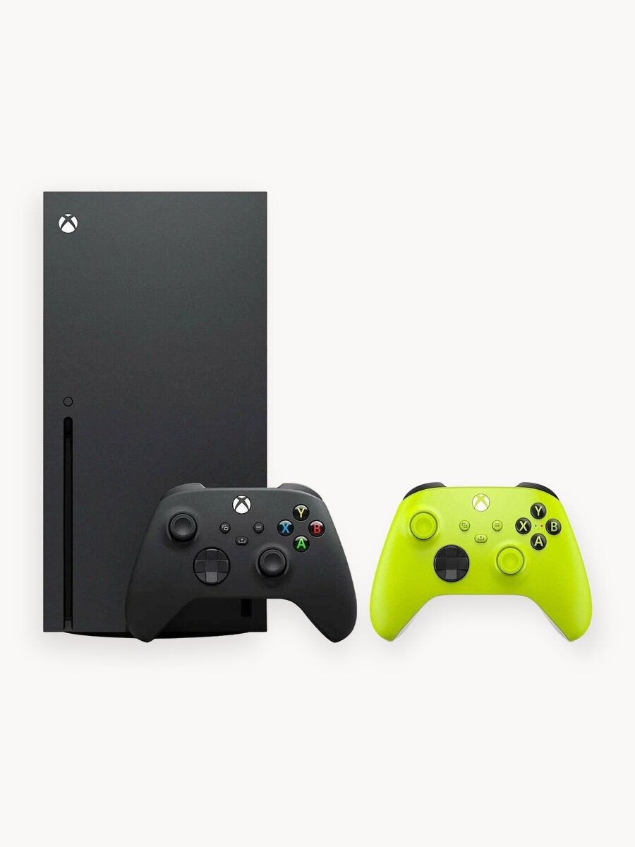 Игровая приставка Microsoft Xbox Series X 1000 ГБ SSD, без игр, Carbon Black + 2 геймпад зеленый