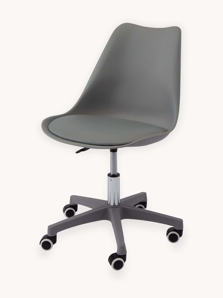 Кресло компьютерное офисное Smart стул со спинкой игровой, детский на колесиках для школьника, цвет серый, Ами мебель