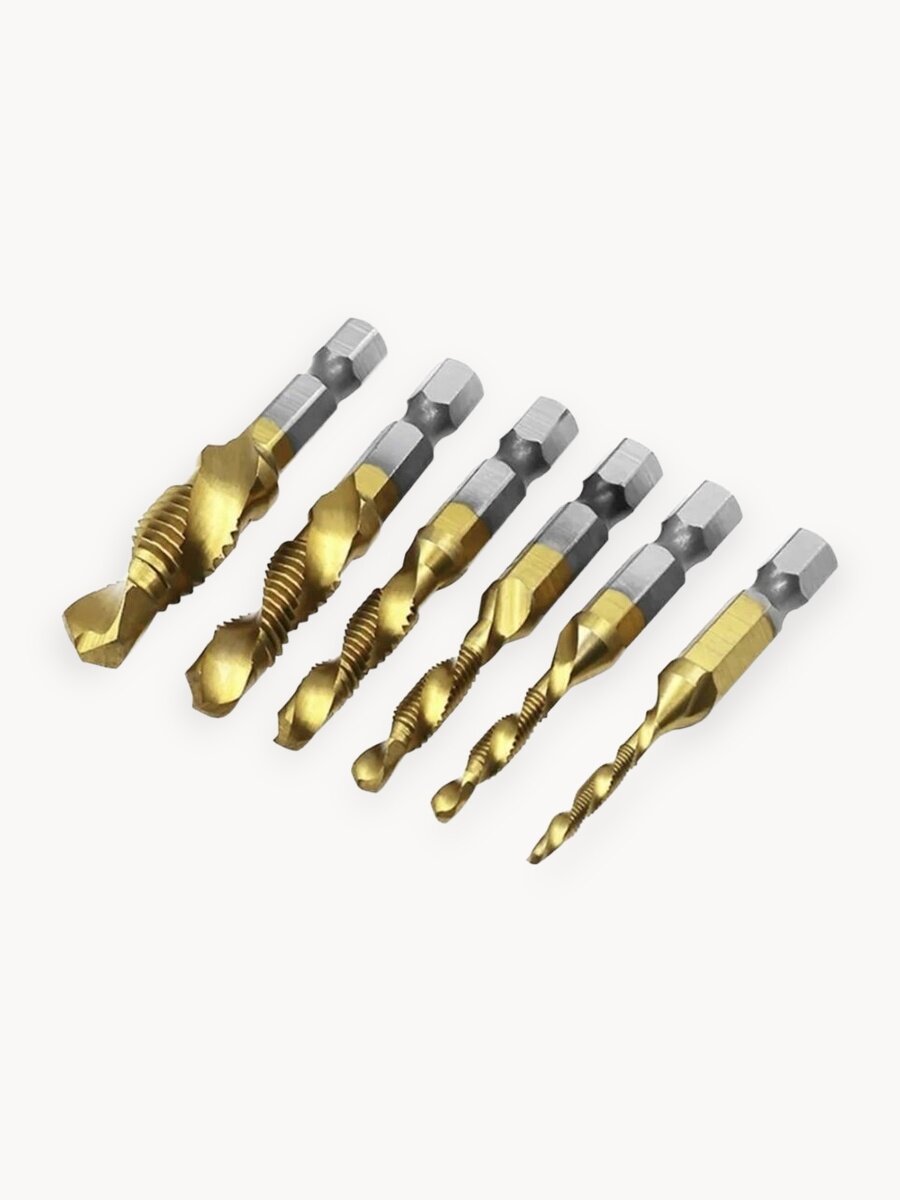 Набор метчиков, M3-M10, 6 шт, с титановым напылением, в кейсе