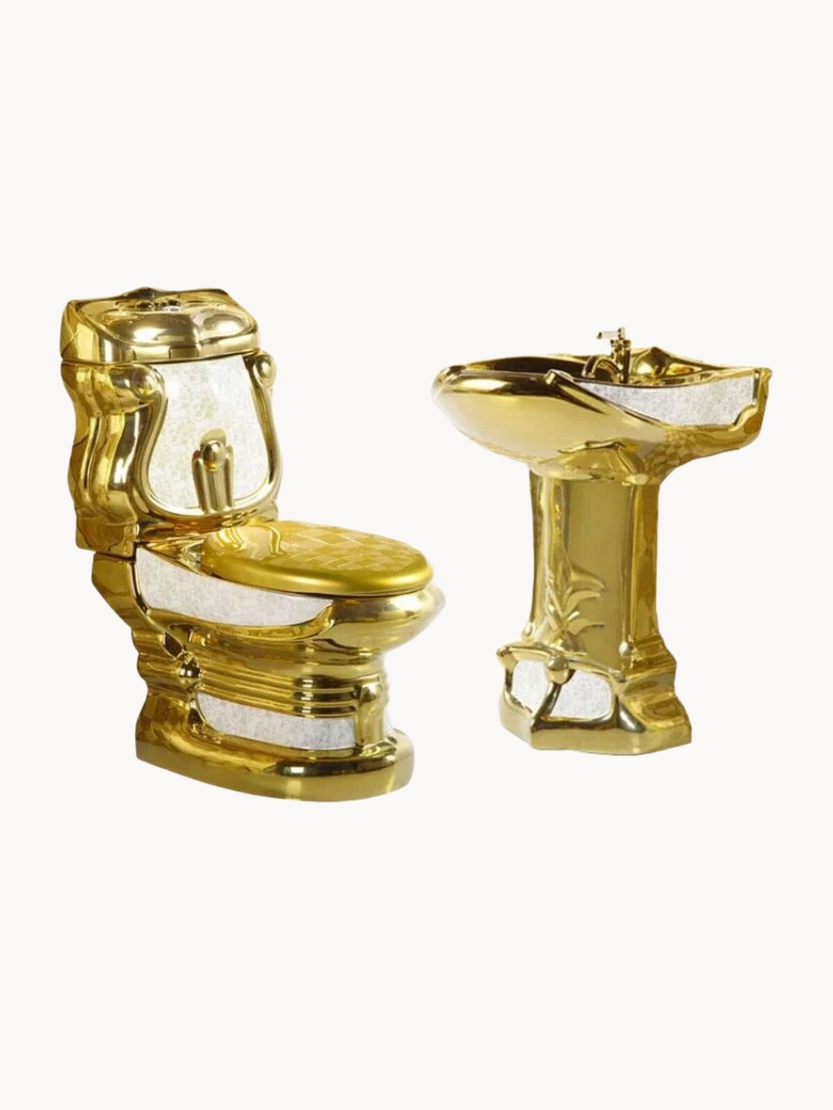 Золотой двухсекционный унитаз gold toilet