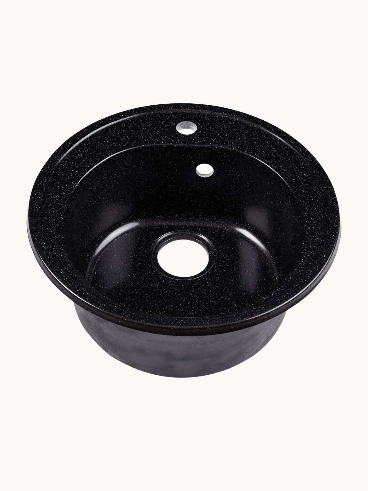 Мойка для кухни каменная "монако", 49 см, круглая, искусственный камень, черная