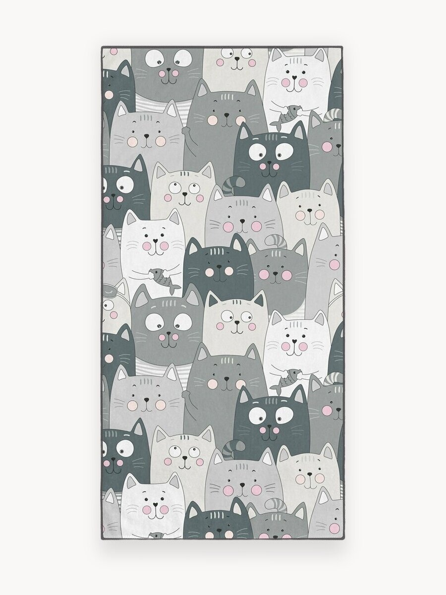 Полотенце детское Bravo "Серые Котики", микрофибра, серое, 60x120 см