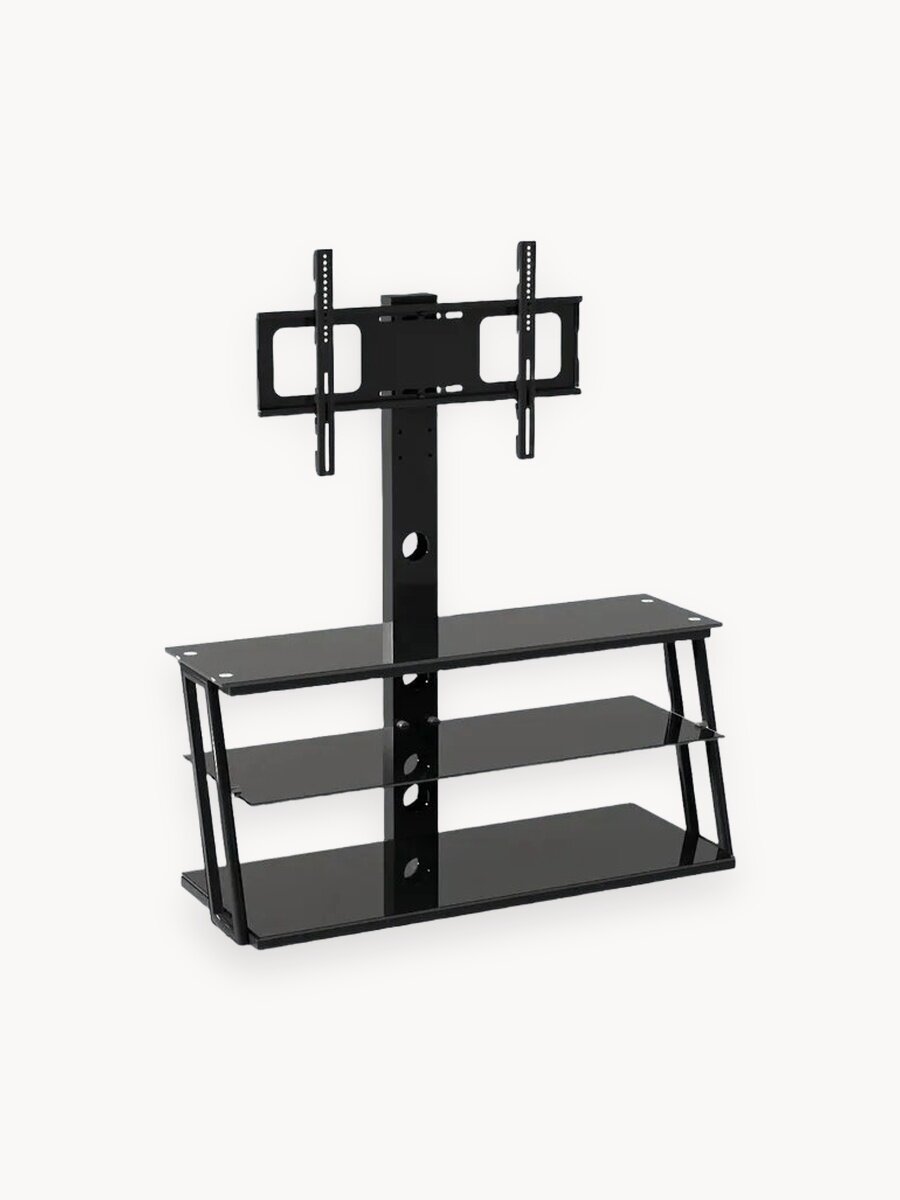 Стойка для телевизора с кронштейном 32"-75", COZY CAT TW3001,3-слойное Чёрный закаленное стекло