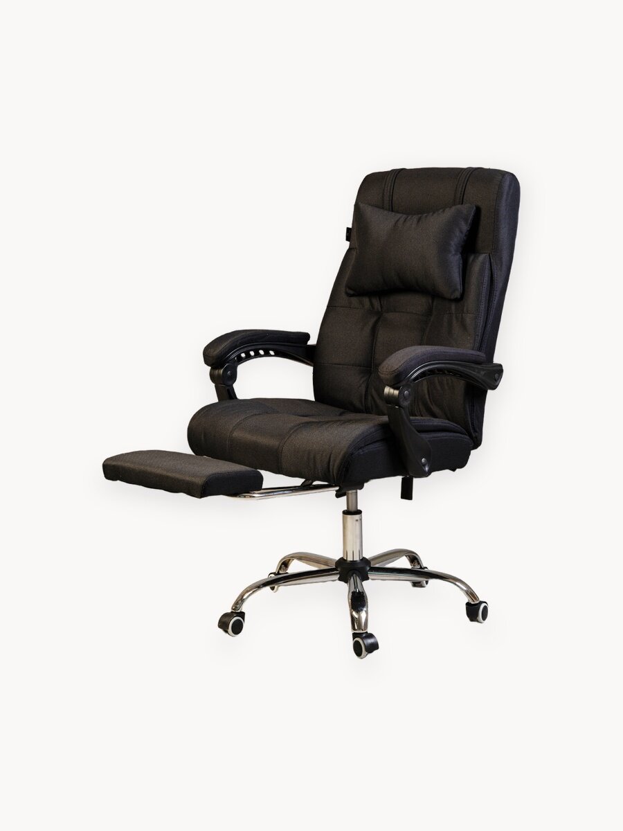 Компьютерное кресло для дома и офиса, с подставкой для ног, из ткани, цвет черный