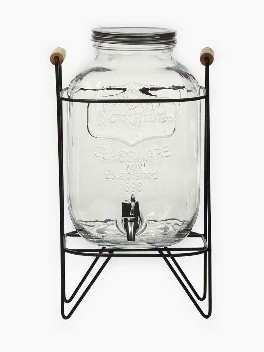 Лимонадница стеклянная с краном, диспенсер для напитков на подставке Йоркшир, 5 л, 1936 см