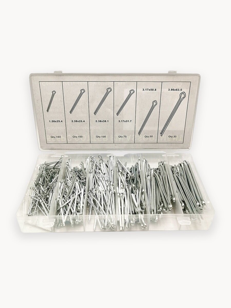 Фиксирующая шпилька, набор шплинтов в футляре, 555шт