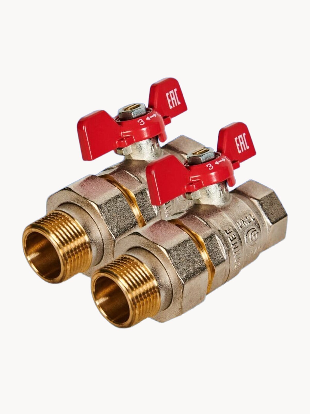 Кран шаровой с американкой 3/4", ROMMER, ВР/НР, ручка бабочка, 2 шт