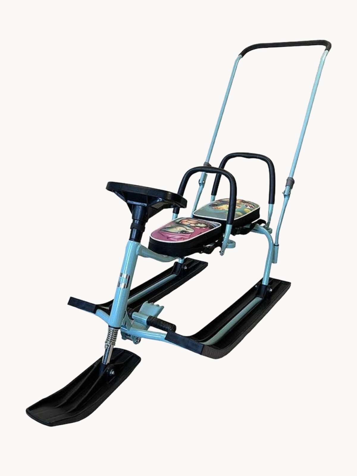 Снегокат 505 TWINS BABY PUSH разборный для двоих, с двумя складными спинками и П-образным Черепашки