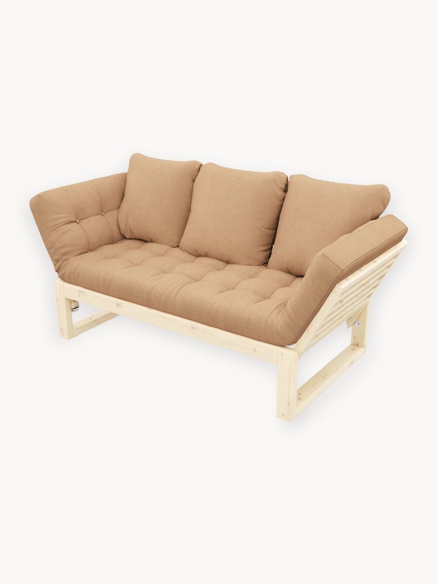 Диван кушетка Arsko Бенсон светло-коричневый, велюр, массив дерева, офисный, для салона красоты, скандинавский лофт