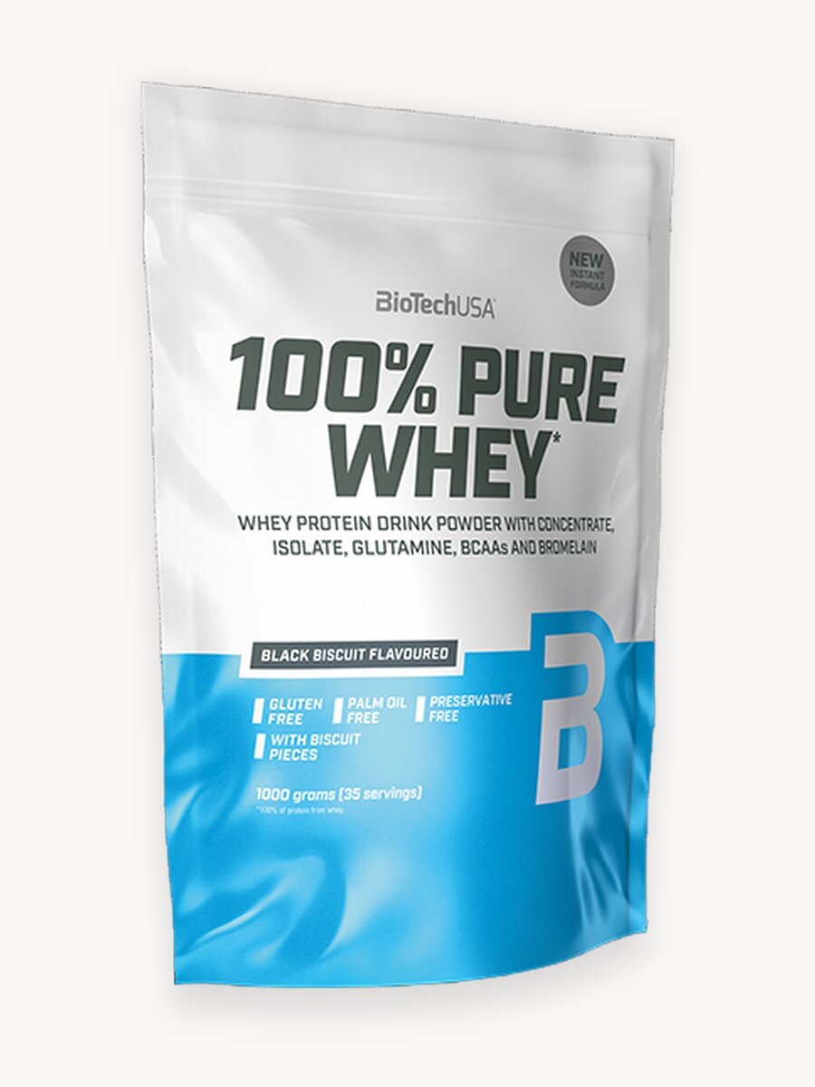 Сывороточный протеин / BioTechUSA 100% Pure Whey / 454 г, чёрный бисквит