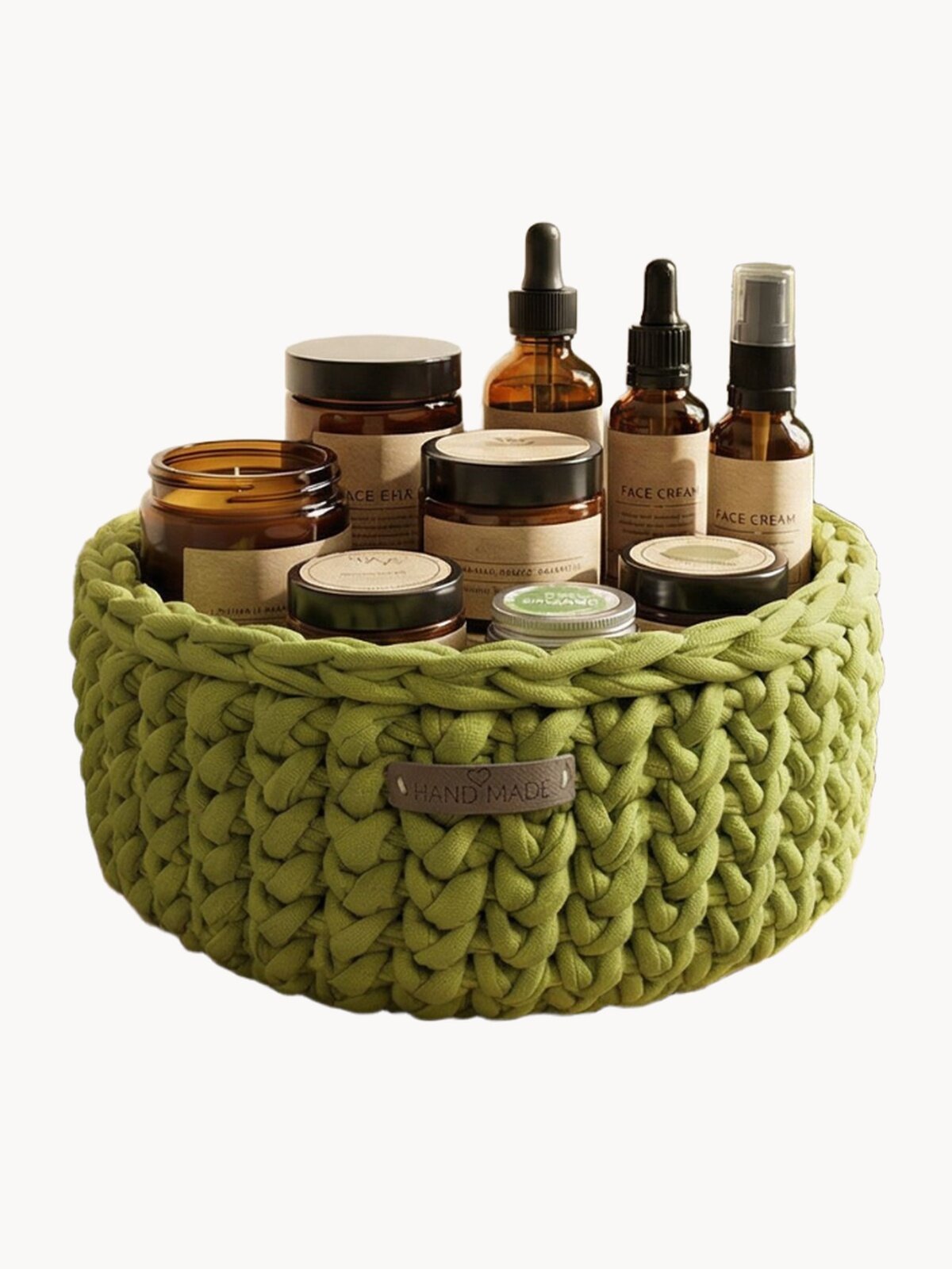 Корзина для хранения, трикотажная пряжа, салатовый, ручная работа, 19см х 12см