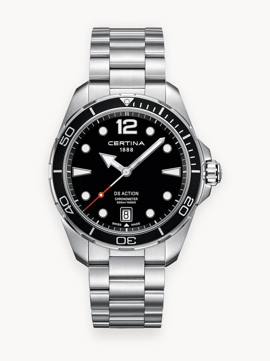 Наручные часы Certina Спорт, черный/серебристый