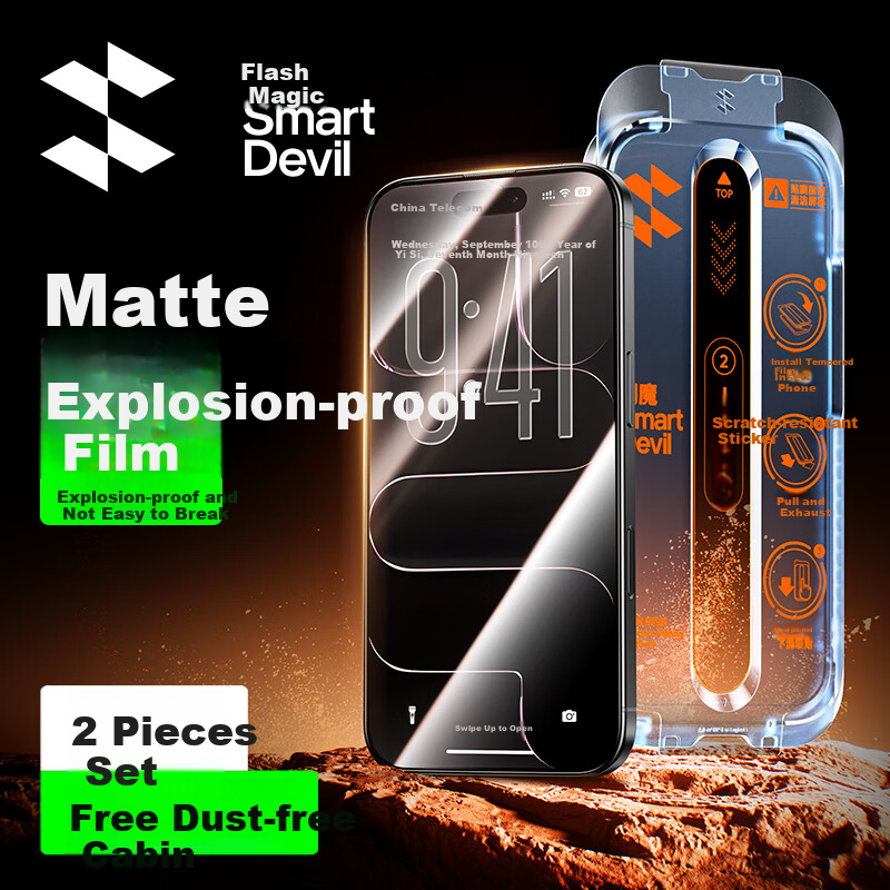 SmartDevil iPhone 17 Стеклянная защитная пленка с полным покрытием Устойчивая к трещинам Матовая противостатическая