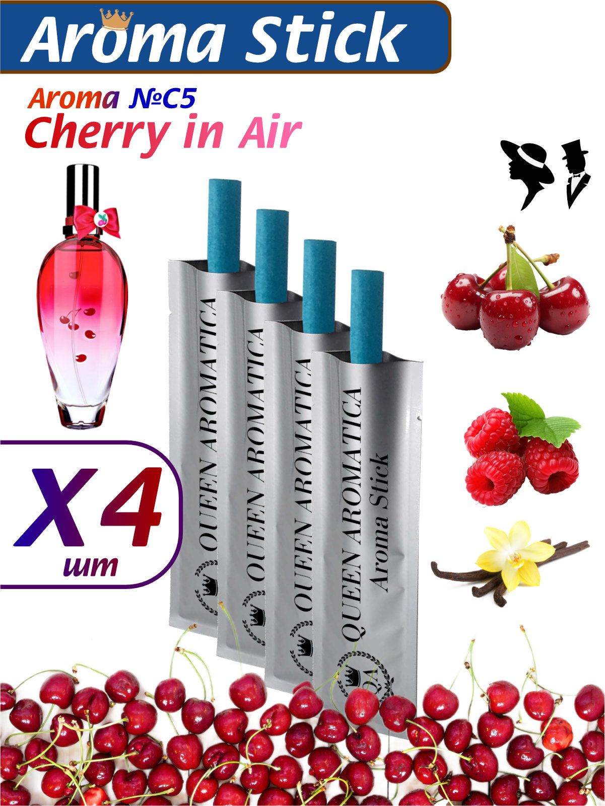Queen Aromatica Ароматизатор автомобильный - Сменные экстра стики - Cherry Tree (Cherry in The Air) S-C5