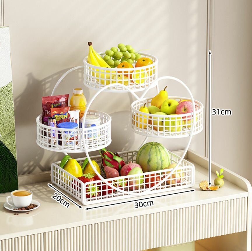 Стильная трехъярусная фруктовница — металлическая, декор интерьера + сервировка