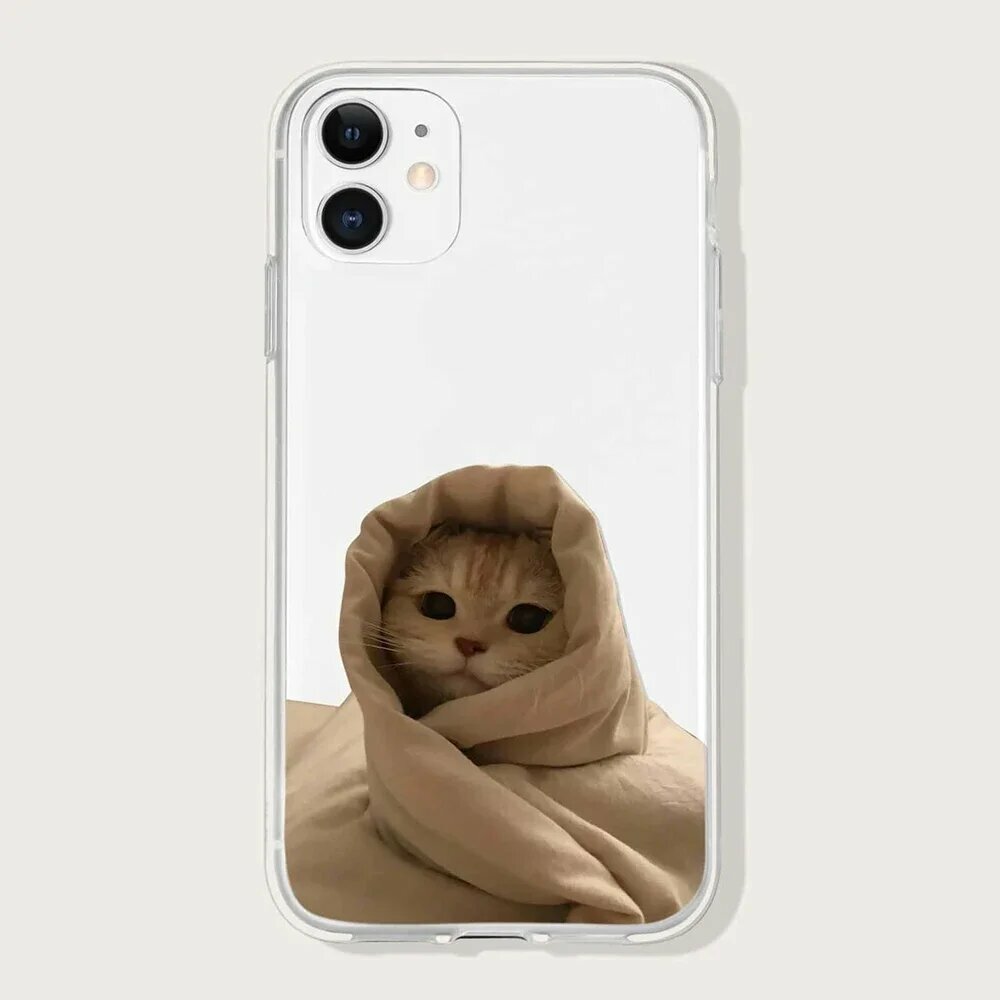Чехол для телефона с милыми котами и фотографиями для IPhone 13 11 15 Pro 12 X XS MAX XR SE2 7 8 14 Plus, противоударный мягкий чехол из ТПУ с изображением животных, чехлы