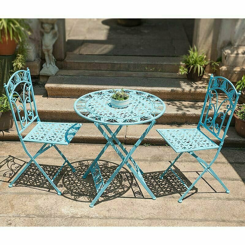 Ретро-комплект складных столов и стульев из кованого железа для улицы
