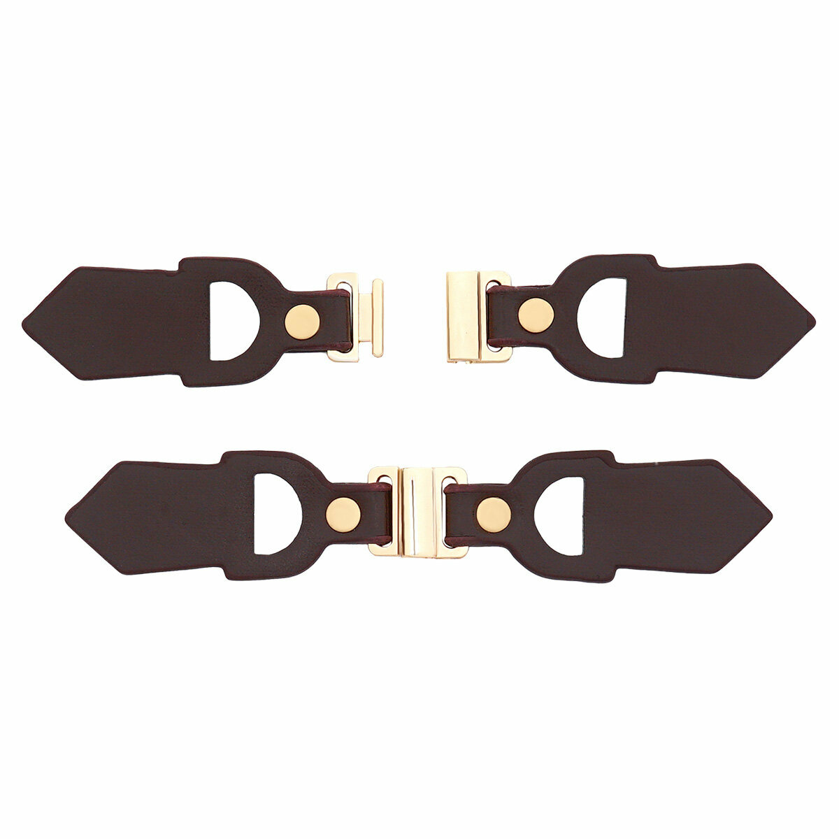 Застежка клевант пришивная 120*20 мм, 6 шт, для сумки и одежды, Айрис (коричневый с золотом)