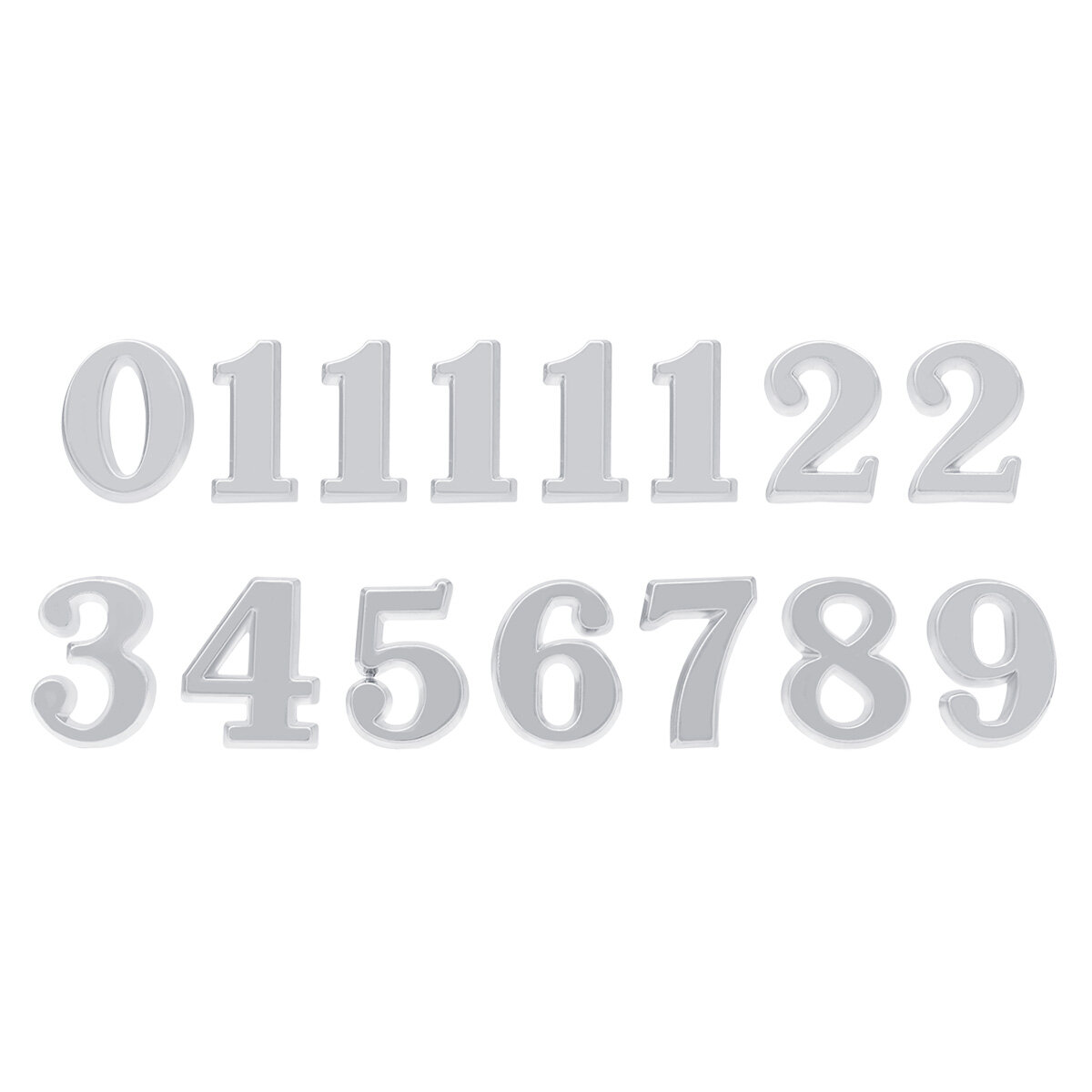 Цифры для часов арабские, высота 1,5 см, пластик (ZB-10058 серебро)