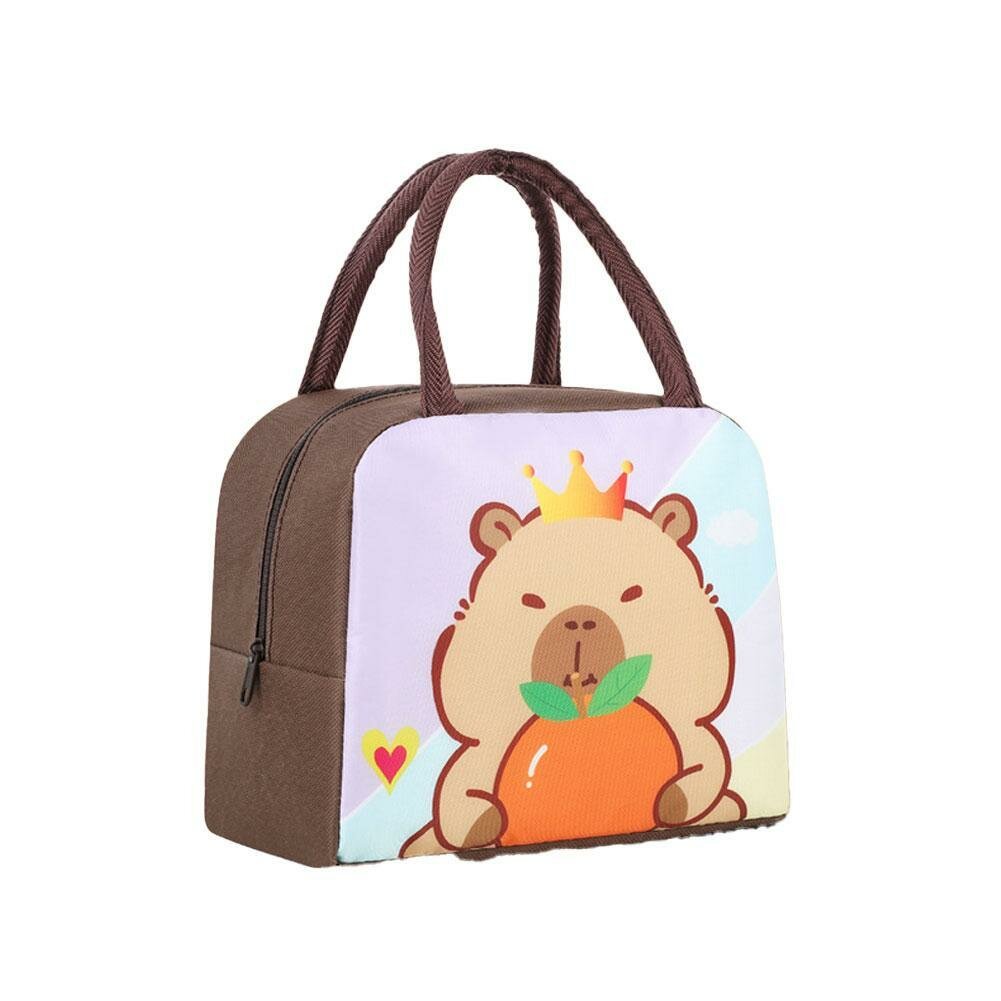 Сумка ланчбокс с капибарой, термоизоляционная переноска для еды, милый обеденный контейнер с ручкой