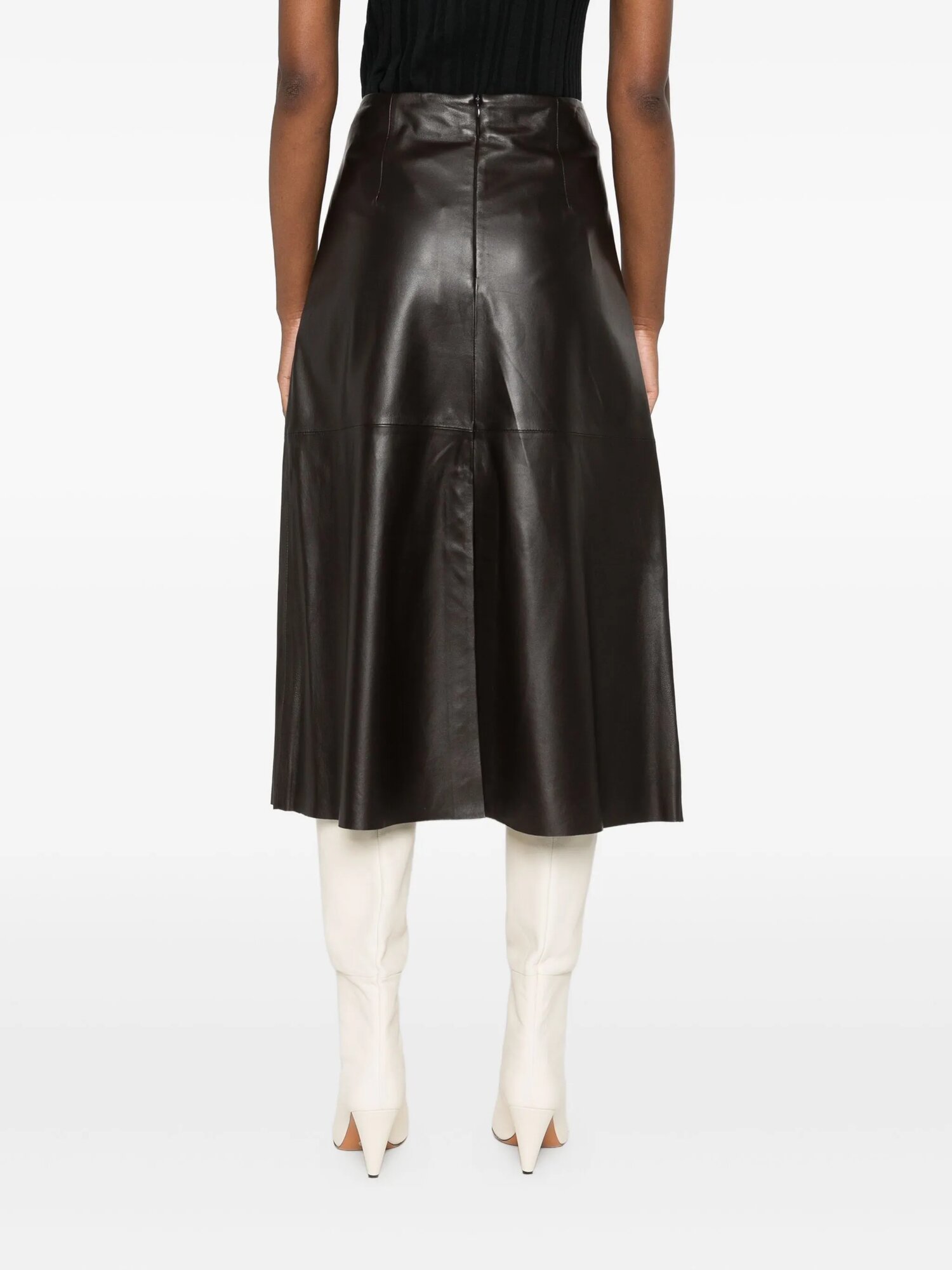 Юбка Arma Leather A-line skirt, размер 40, коричневый — фото 1