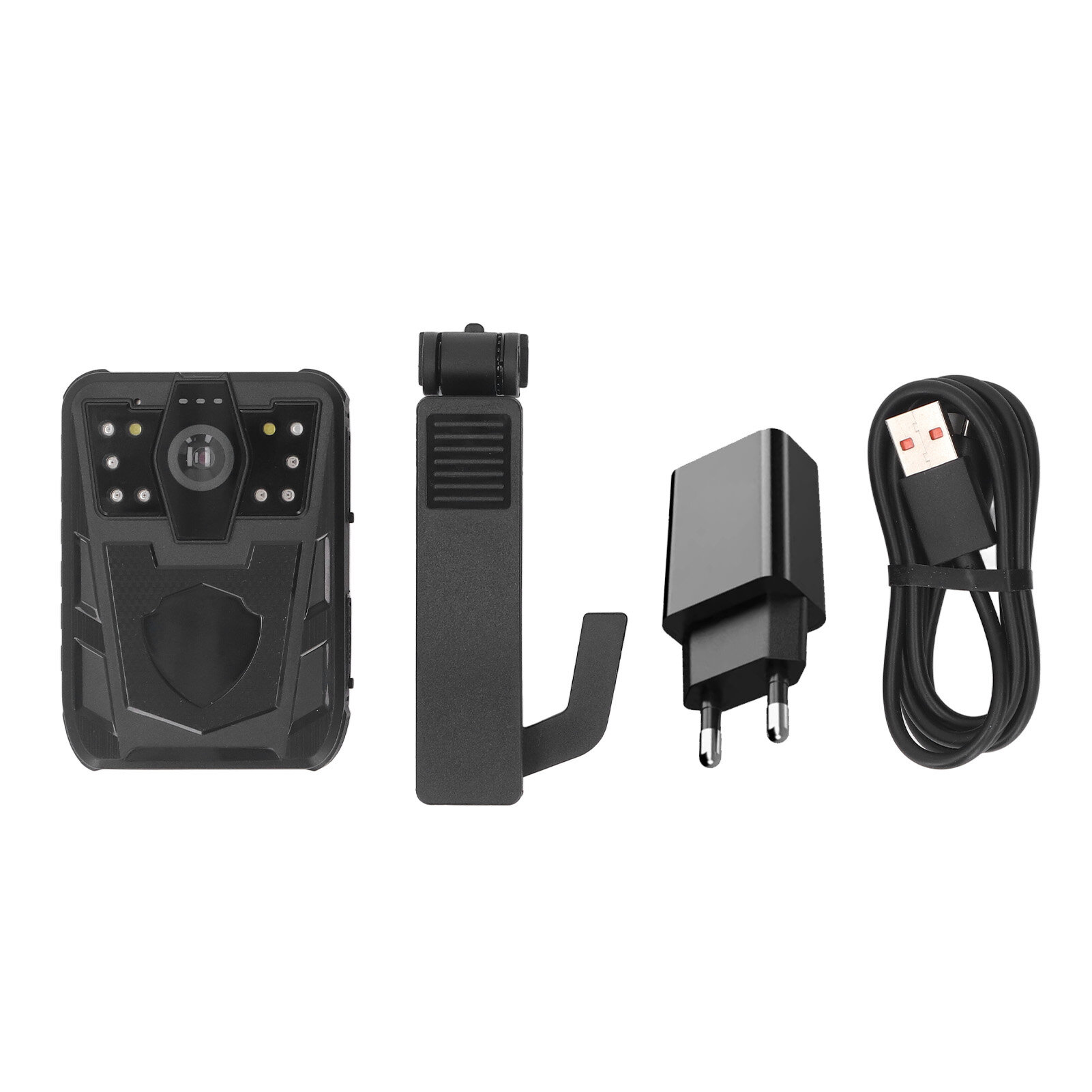 Носимый видеорегистратор с задним зажимом 2 -дюймовый цвет экрана обнаружение движения. Объявление голоса 1080p Портативная видеокамера для корпуса для правоохранительных органов EU Plug 100-240V