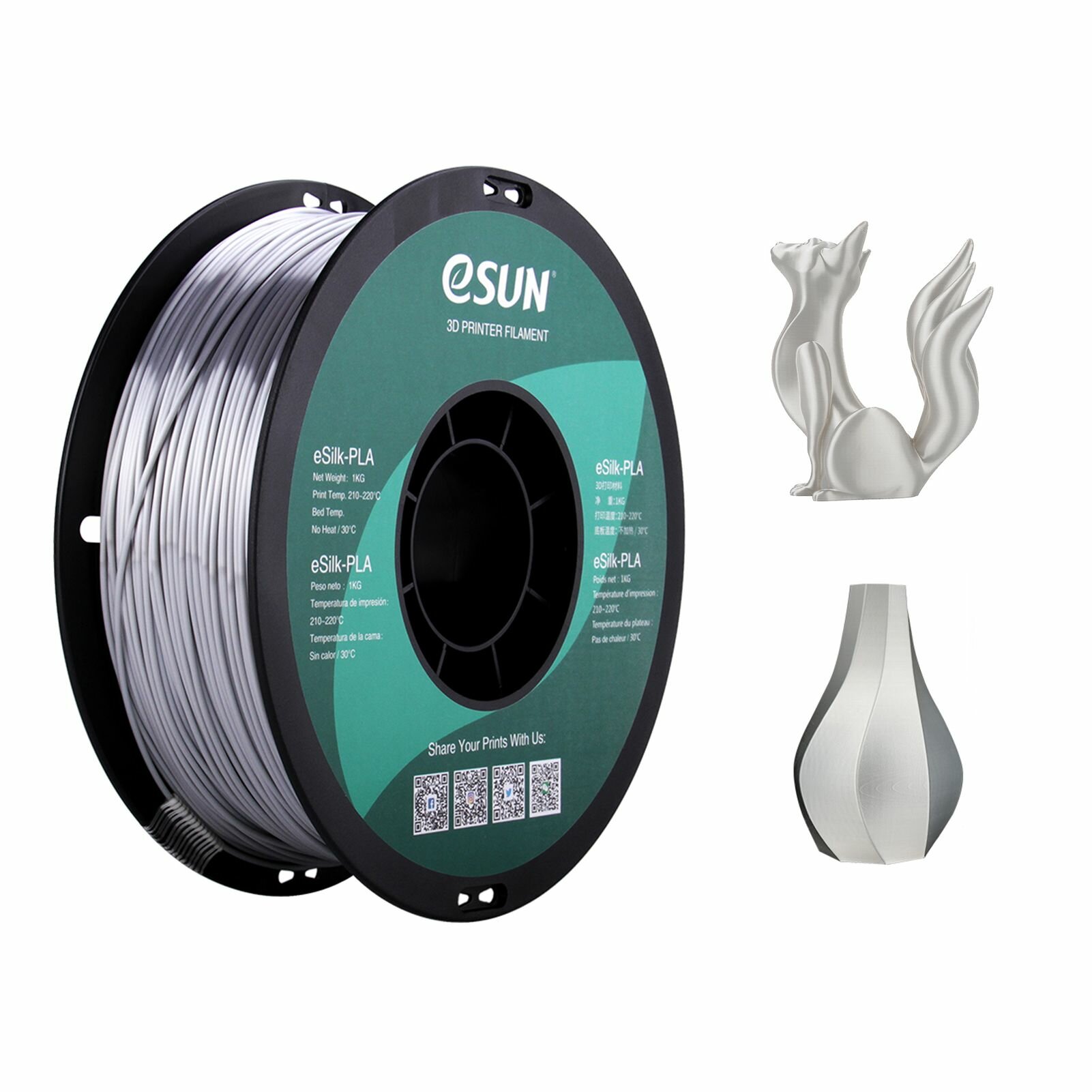 ESUN 3D Printer Silk Shiny PLA Filament 1,75 мм Металлический шелк