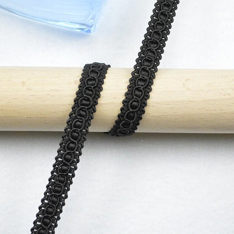 Черно-белая полиэстровая лента для рукоделия 5 метров Черный, черный