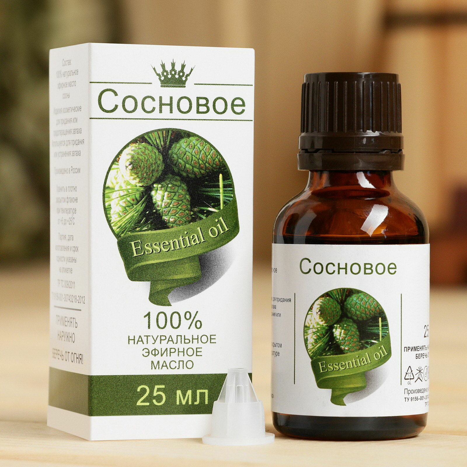 Эфирное масло "Сосна" 25 мл, флакон-капельница, аннотация, аромат: сосна