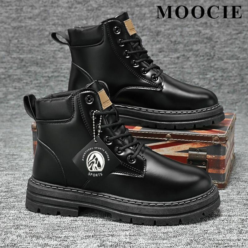 Мужские высокие кожаные рабочие ботинки