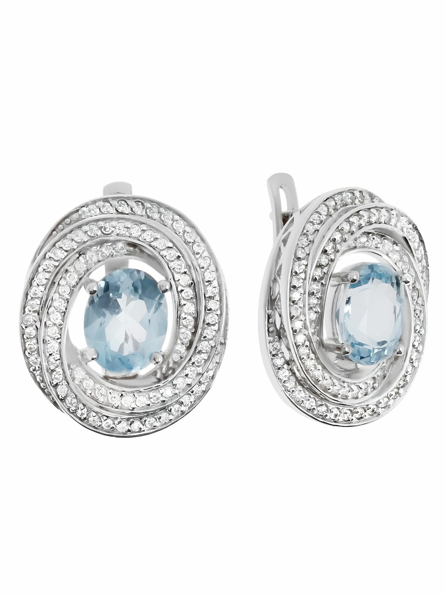 Серьги, серебро, 925 проба, родирование, фианит, топаз