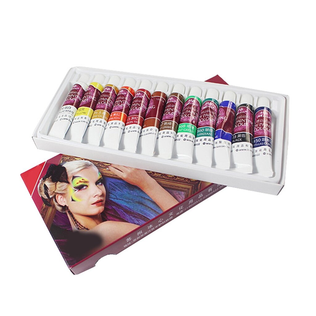 Набор для раскрашивания лица для вечеринки на Хэллоуин-12 цветов краски для лица и тела, инструмент для футбольного макияжа