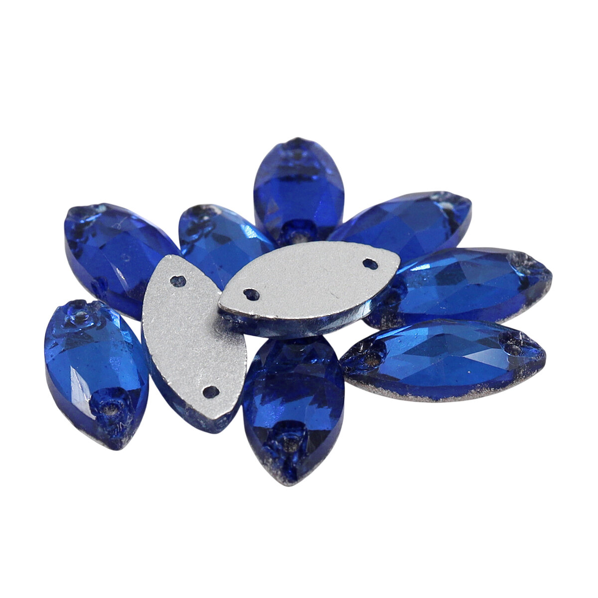 Стразы хрустальные пришивные формы 'миндаль' Astra&Craft, МИ005НН715, цвет сапфир (без покрытия), 7*15 мм, 10 шт